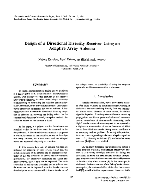 (PDF) Design of a directional diversity receiver using an adaptive ...