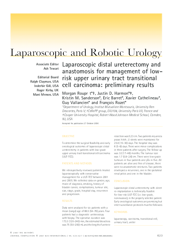 (PDF) Laparoscopic distal ureterectomy and anastomosis for management ...