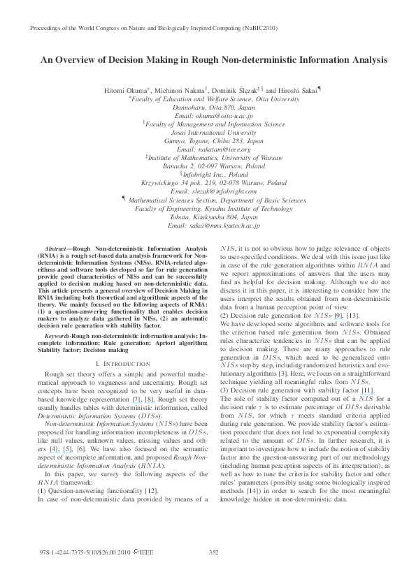 Pdf An Overview Of Decision Making In Rough Non Deterministic