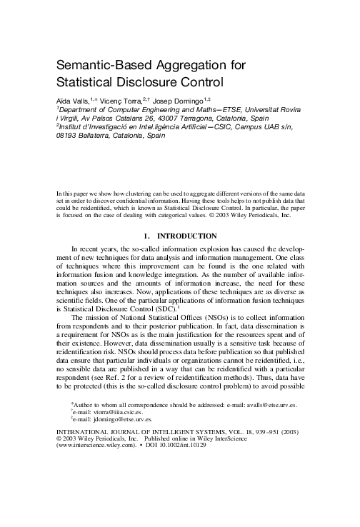 (PDF) Semantic-based aggregation for statistical disclosure control