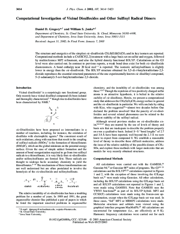 (PDF) Computational Investigation of Vicinal Disulfoxides and Other ...