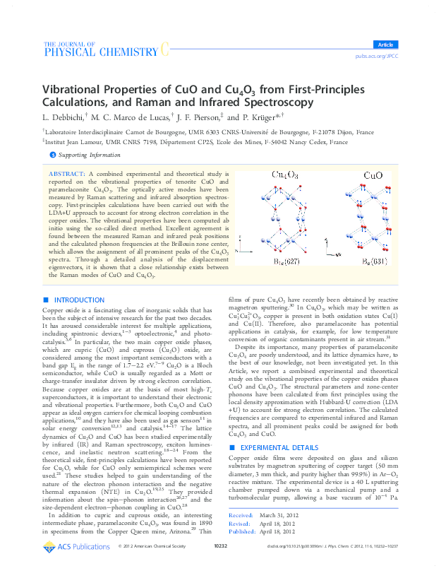 (PDF) Vibrational Properties of CuO and Cu 4 O 3 from First-Principles ...