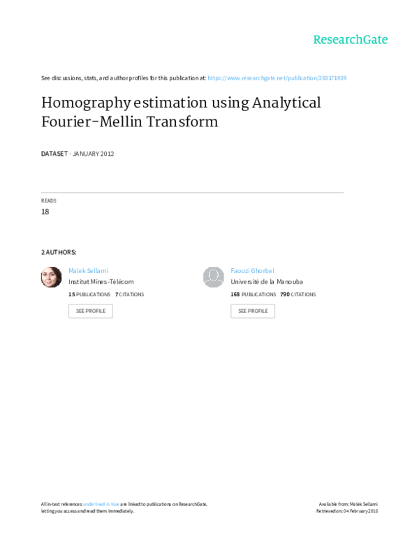 (PDF) Homography estimation using Analytical Fourier-Mellin Transform