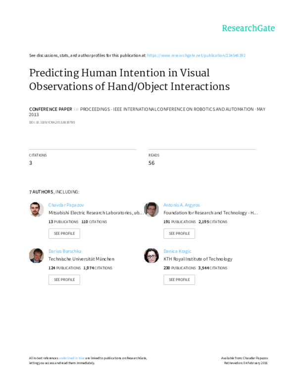 (PDF) Predicting human intention in visual observations of hand/object ...