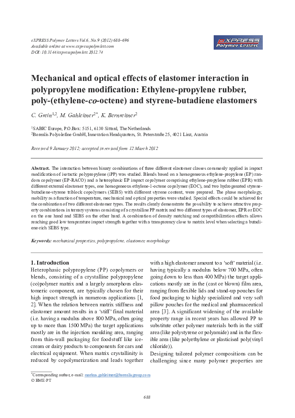(PDF) Mechanical and optical effects of elastomer interaction in ...