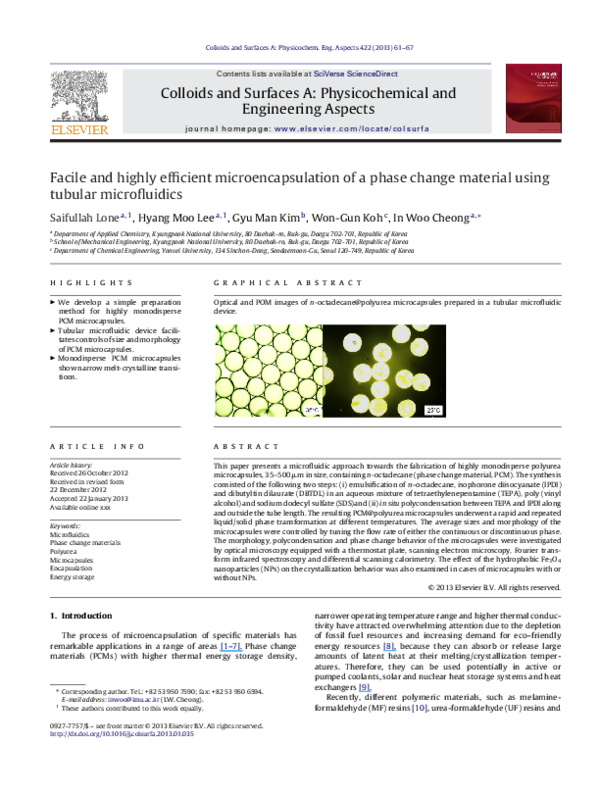 (PDF) Facile and highly efficient microencapsulation of a phase change ...