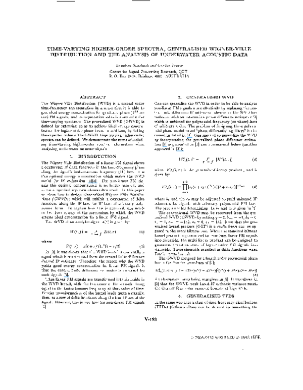 (PDF) Time-varying higher-order spectra, generalised Wigner-Ville distribution and the analysis ...