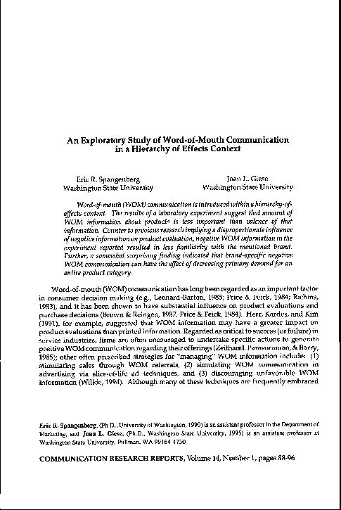 (PDF) An exploratory study of word‐of‐mouth communication in a ...