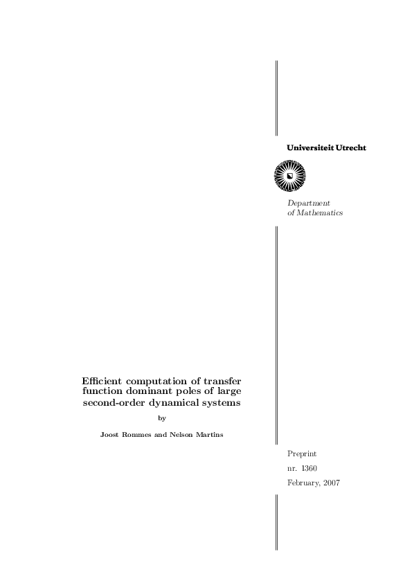 Pdf Ecient Computation Of Transfer Function Dominant Poles Using Subspace Acceleration