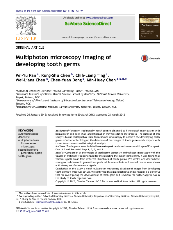 (PDF) Multiphoton microscopy imaging of developing tooth germs