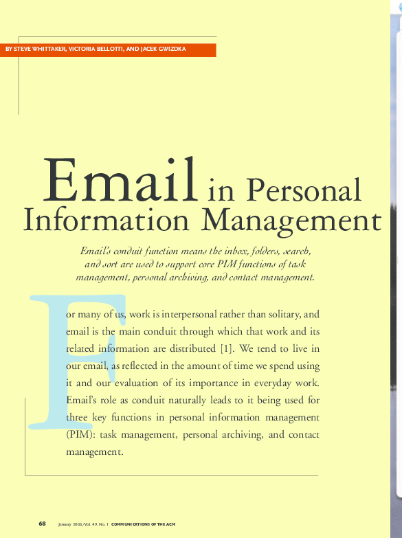 (PDF) Email in personal information management