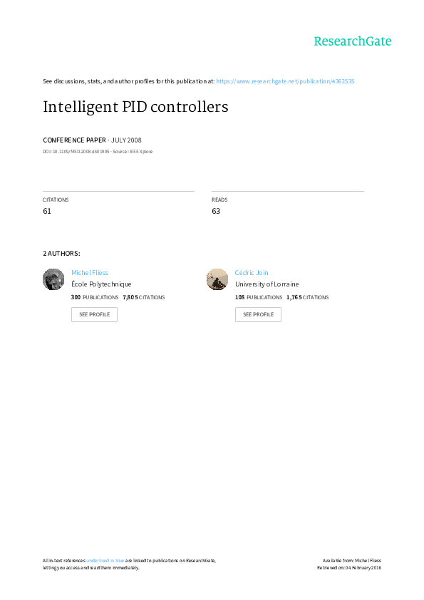(PDF) Intelligent PID controllers