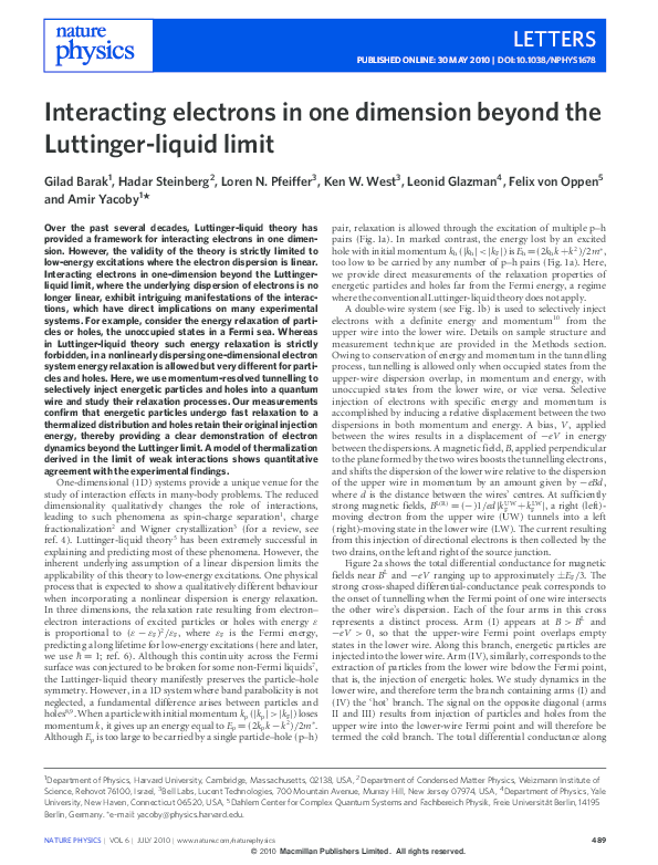 (PDF) Interacting electrons in one dimension beyond the Luttinger ...
