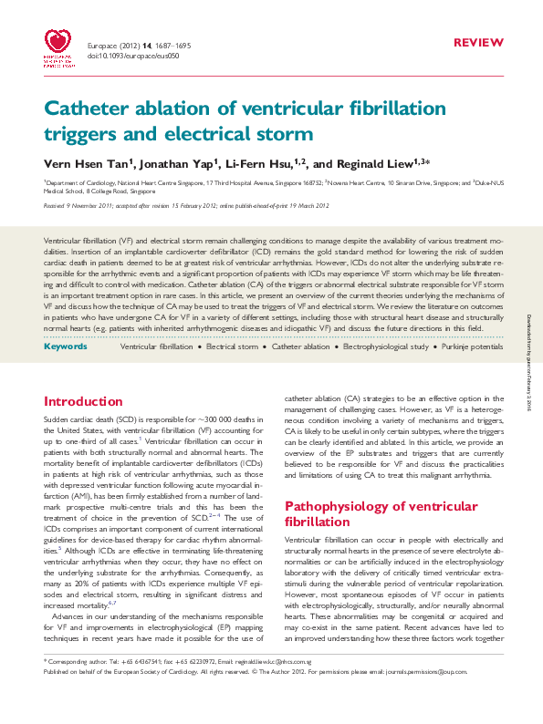 (PDF) Catheter Ablation of Ventricular Fibrillation in Structurally ...