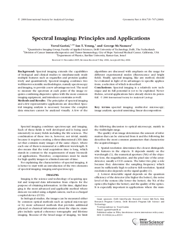 (PDF) Spectral imaging: Principles and applications