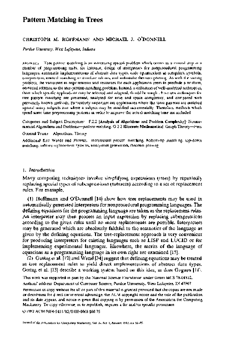 (PDF) Pattern Matching in Trees | Christoph Hoffmann - Academia.edu