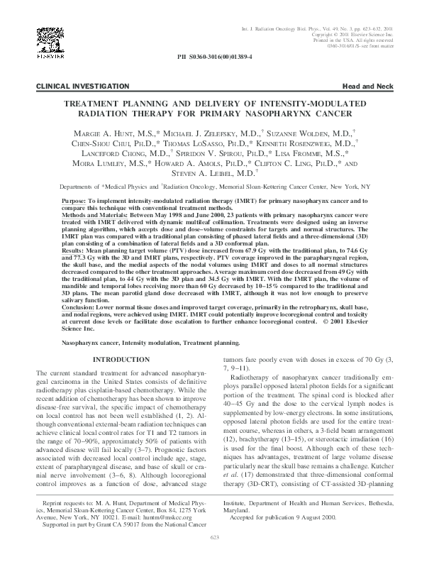 (PDF) Treatment planning and delivery of intensity-modulated radiation ...
