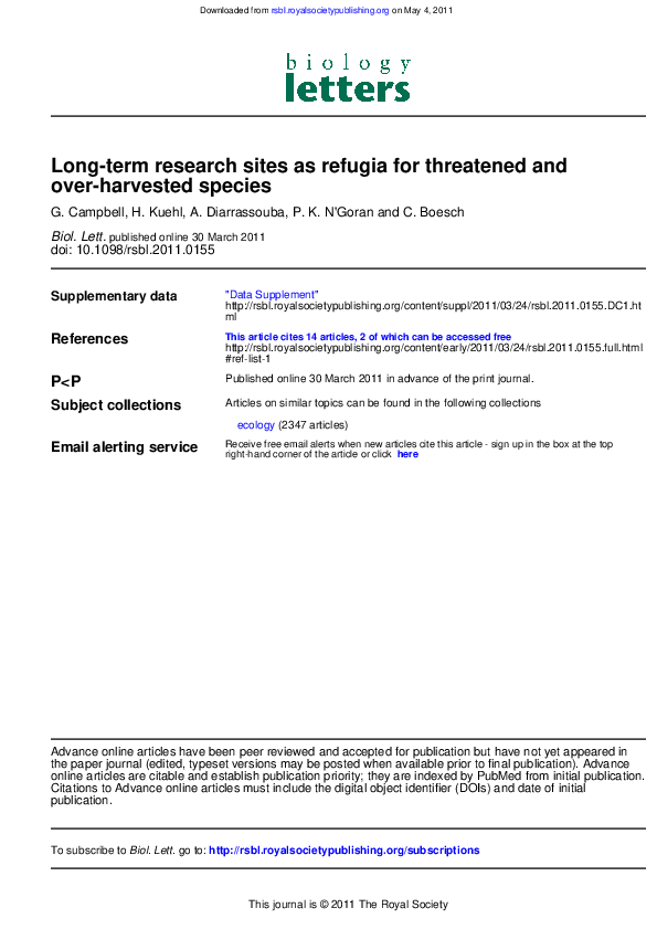 (PDF) Long-term research sites as refugia for threatened and over ...