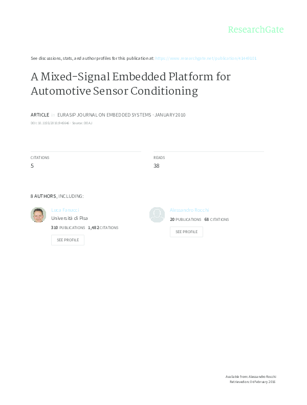 (PDF) A Mixed-Signal Embedded Platform for Automotive Sensor Conditioning