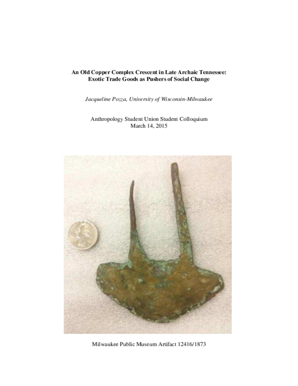 (PDF) An Old Copper Complex Crescent in Late Archaic Tennessee: Exotic ...
