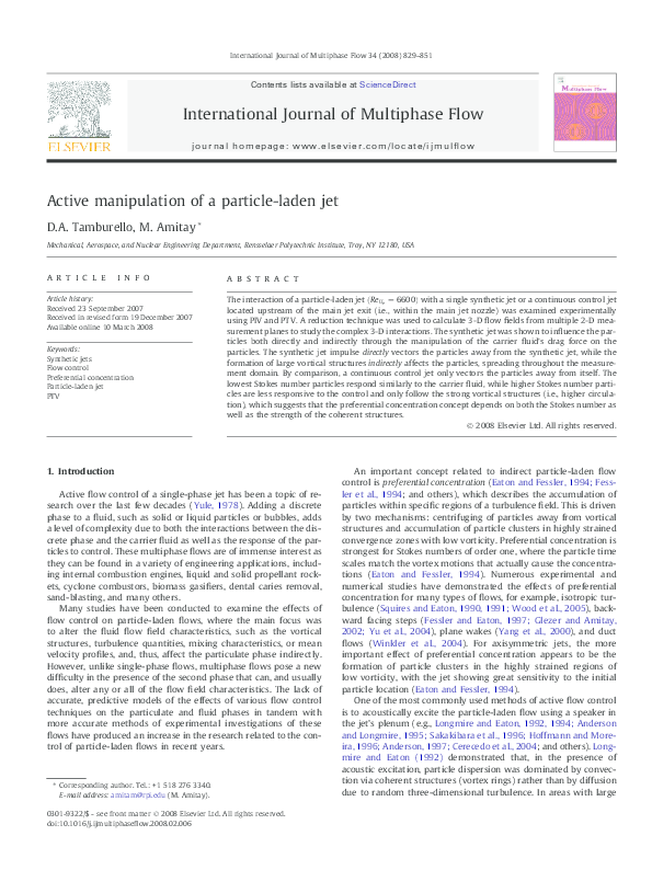 (PDF) Active manipulation of a particle-laden jet