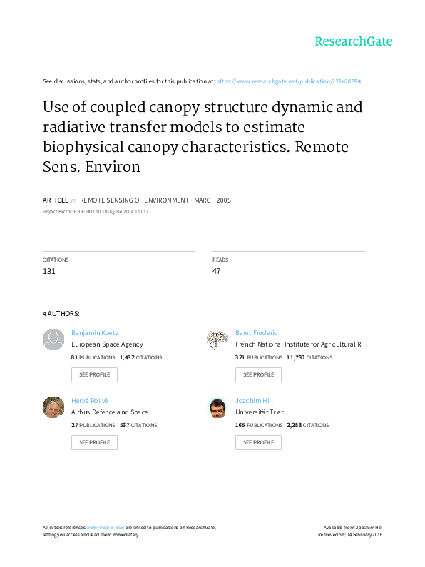 (PDF) Use of coupled canopy structure dynamic and radiative transfer ...