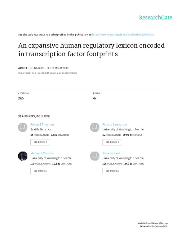 (PDF) An expansive human regulatory lexicon encoded in transcription ...