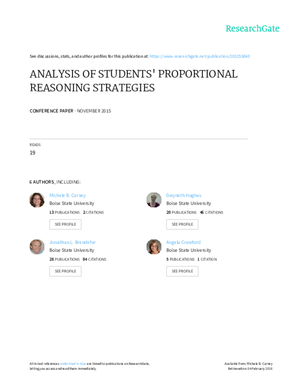 (PDF) ANALYSIS OF STUDENTS' PROPORTIONAL REASONING STRATEGIES