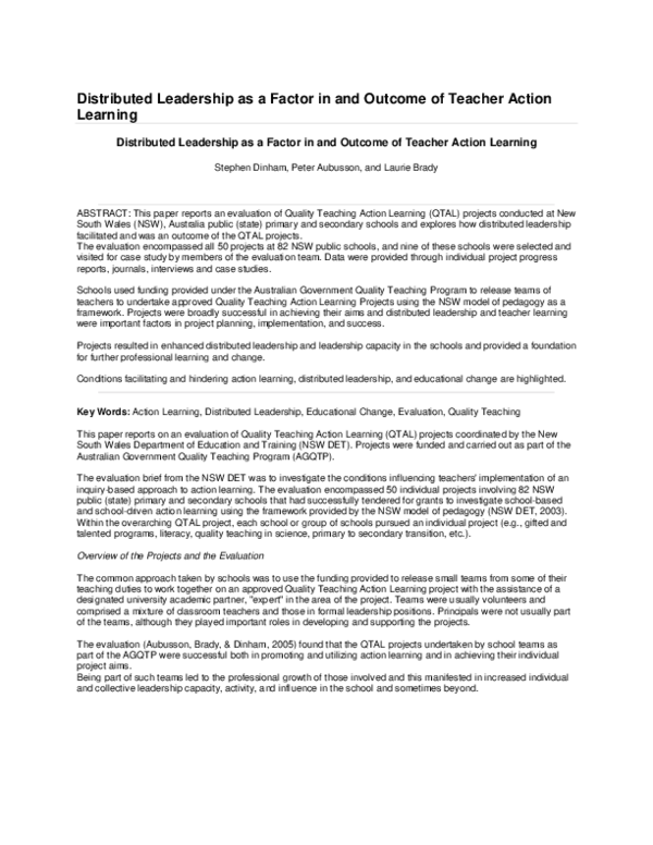 (PDF) Distributed leadership as a factor in and outcome of teacher ...