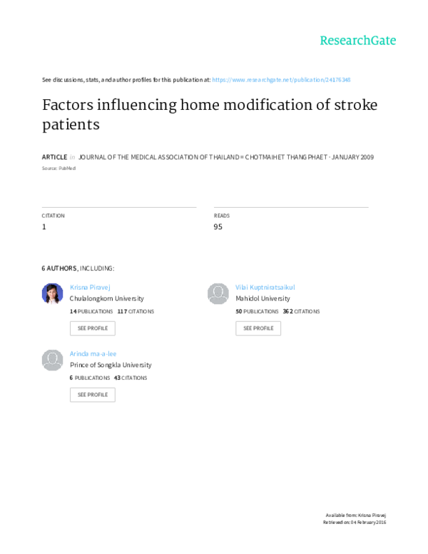 (PDF) Factors influencing home modification of stroke patients