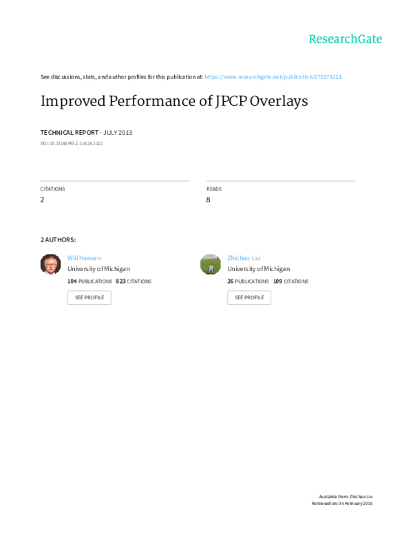 (PDF) Improved Performance of JPCP Overlays