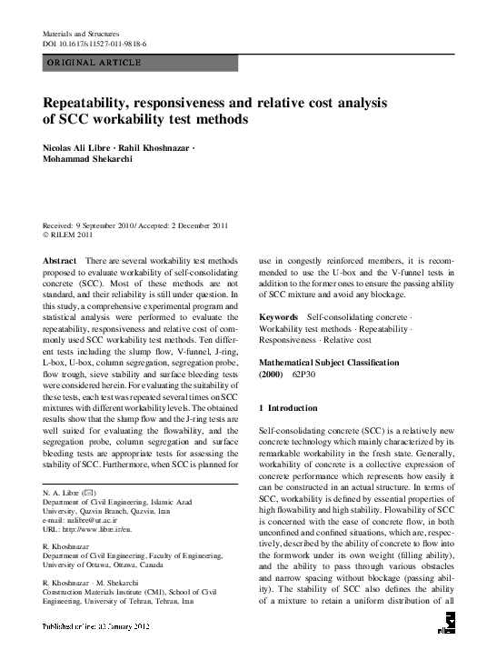 (PDF) Repeatability of workability test methods of self-consolidating ...