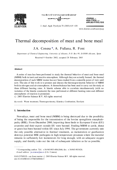 (PDF) Thermal decomposition of meat and bone meal