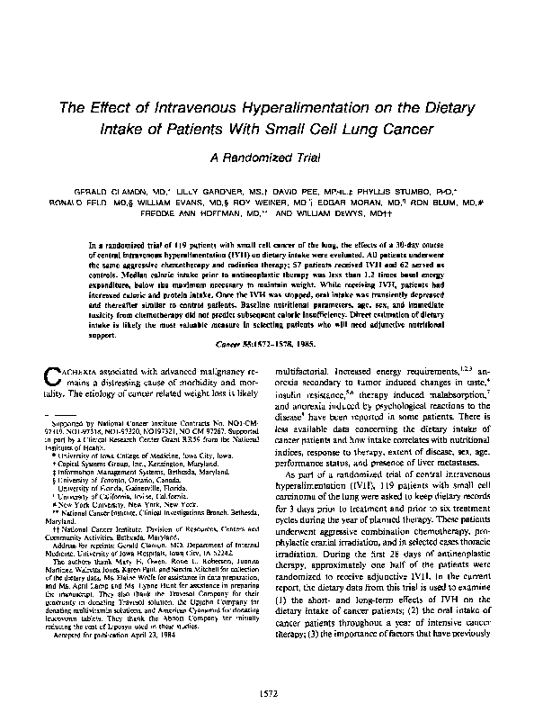 (PDF) The effect of intravenous hyperalimentation on the dietary intake ...