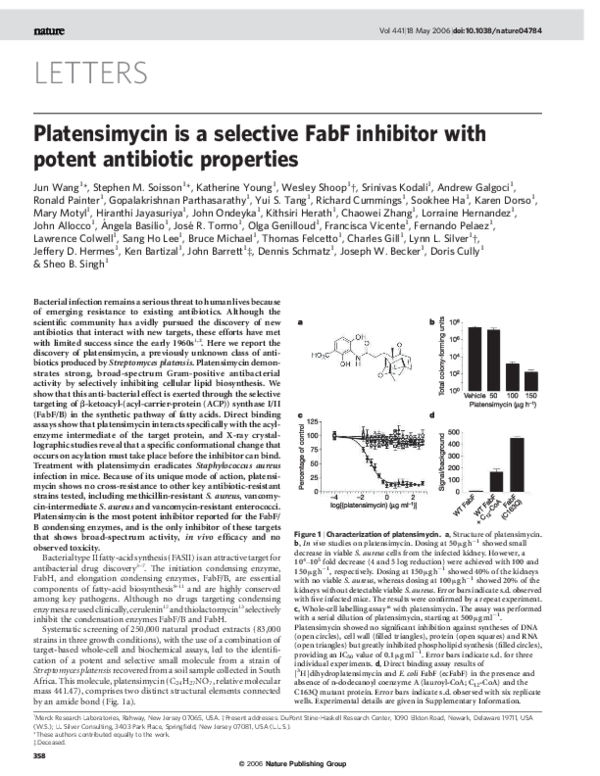 (PDF) Platensimycin is a selective FabF inhibitor with potent ...