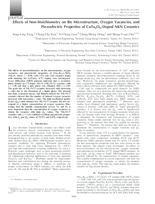(PDF) Effects of Non-Stoichiometry on the Microstructure, Oxygen ...
