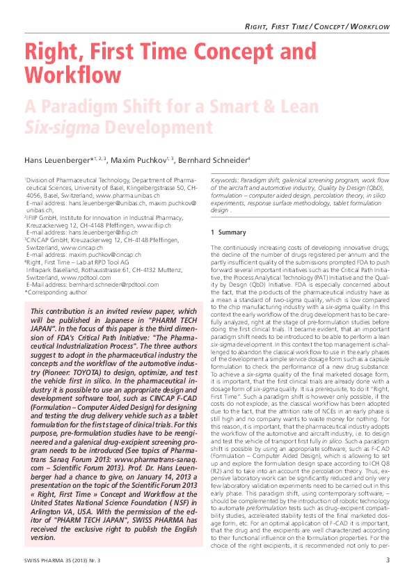 (PDF) Right, FiRst time / ConCept