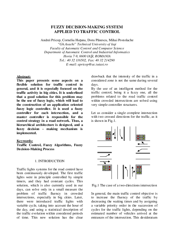 (PDF) Fuzzy Decision-Making System Applied to Traffic Control | Mihai Postolache and Andrei ...