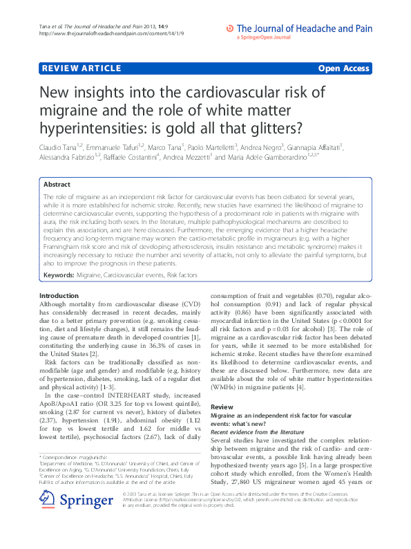 (PDF) New insights into the cardiovascular risk of migraine and the role of white matter ...