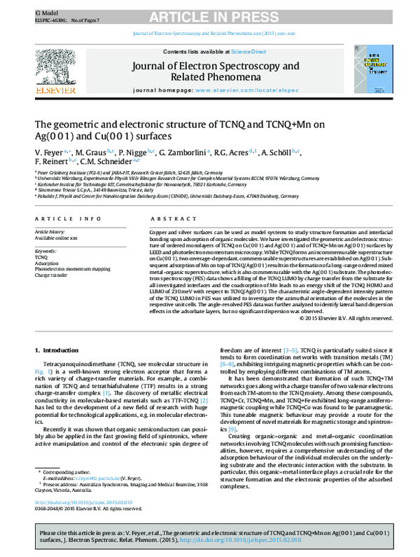 (PDF) The geometric and electronic structure of TCNQ and TCNQ+Mn on Ag ...