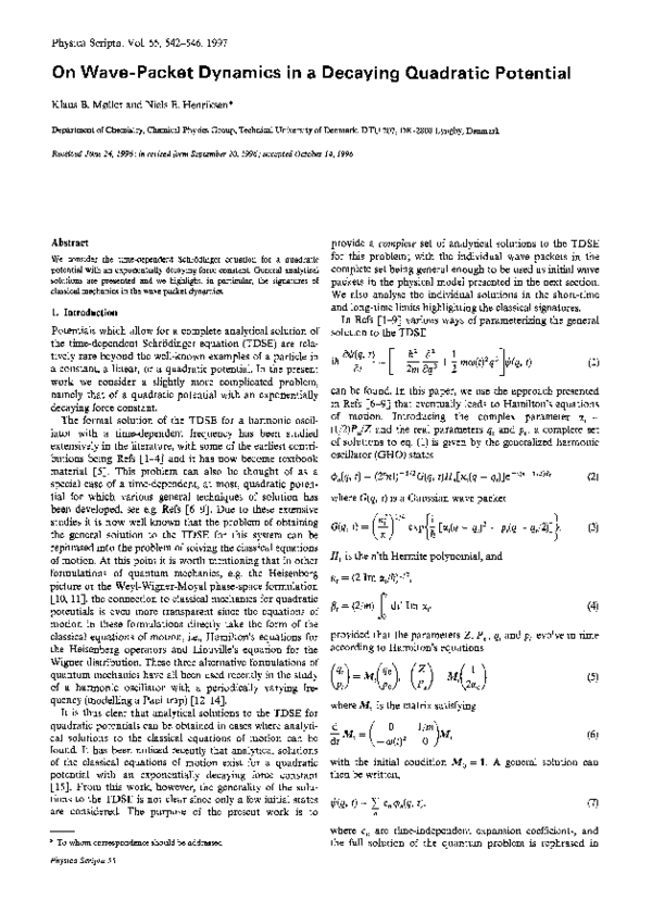 (PDF) Wave-Packet Dynamics in Decaying Potential