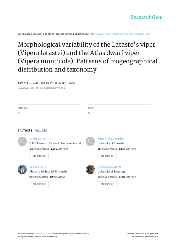 (PDF) Morphological variability of the Lataste's viper (Vipera latastei ...