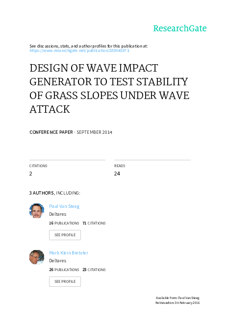 (PDF) DESIGN OF WAVE IMPACT GENERATOR TO TEST STABILITY OF GRASS SLOPES ...
