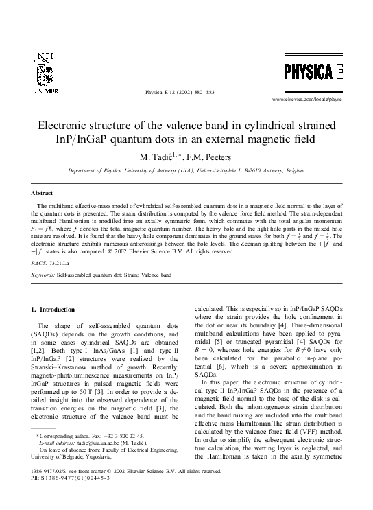 (PDF) Electronic structure of the valence band in cylindrical strained ...