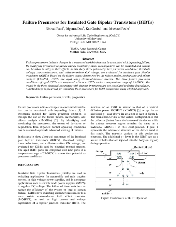 (PDF) Identification of failure precursor parameters for Insulated Gate ...