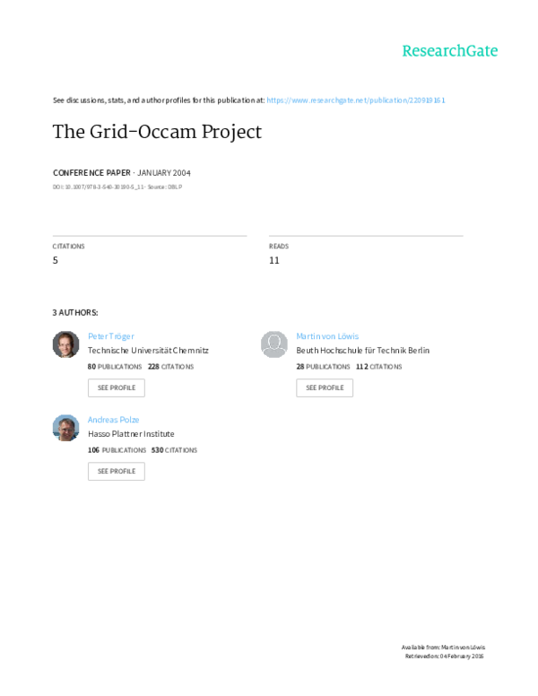 (PDF) The Grid-Occam Project