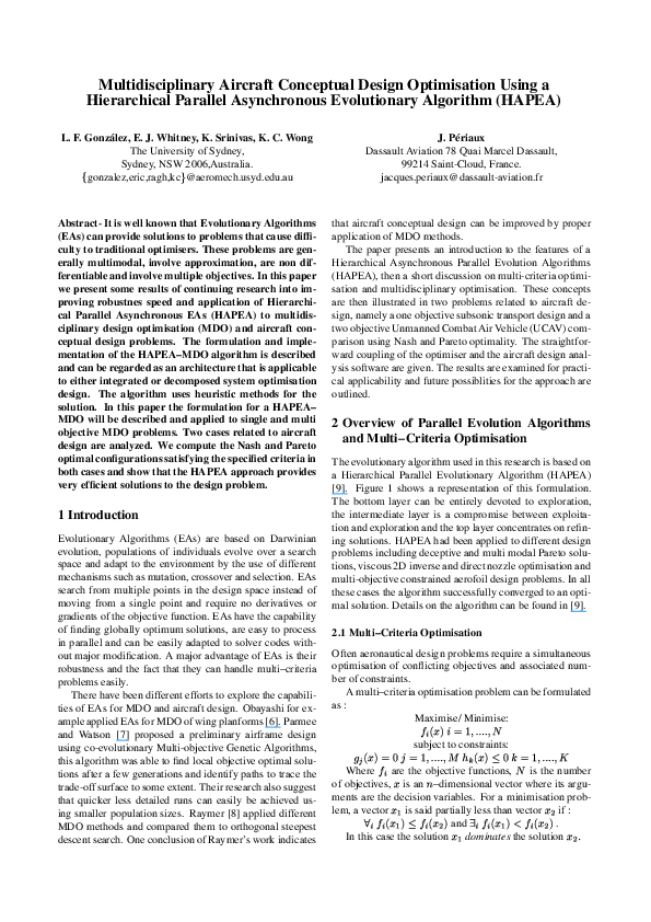 Pdf Hapea For Multidisciplinary Aircraft Design