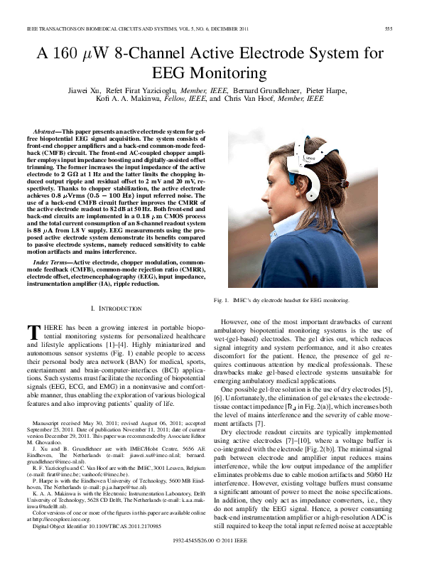 (PDF) A 160μW 8-channel active electrode system for EEG monitoring