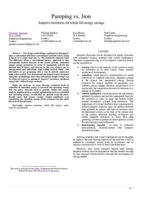 (PDF) Pumping vs. Iron: Adaptive Structures for Whole Life Energy Savings