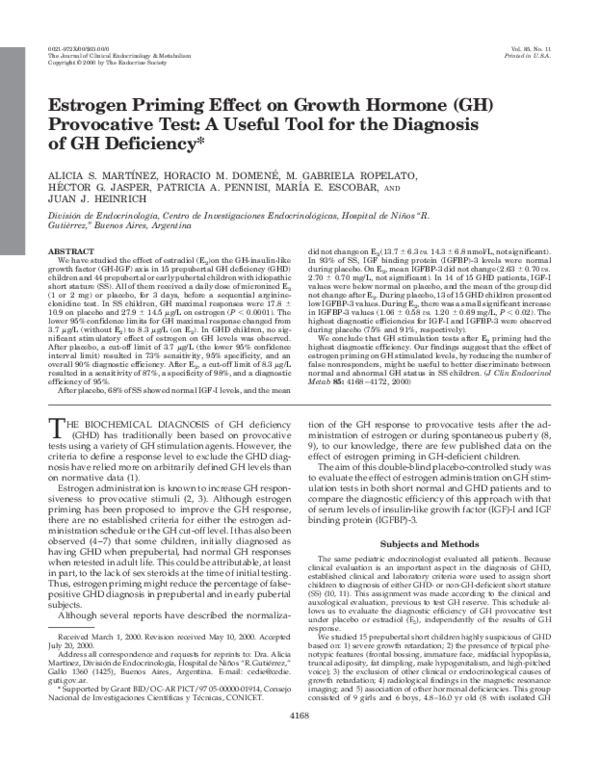 (PDF) Estrogen Priming Effect on Growth Hormone (GH) Provocative Test ...
